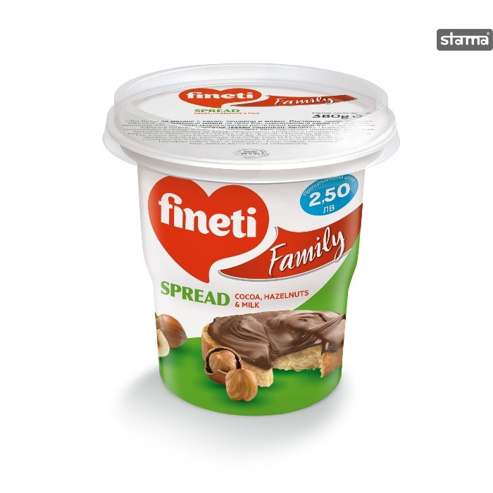 Fineti. Crema tartinabila cu cacao, alune si lapte 400g Fineti