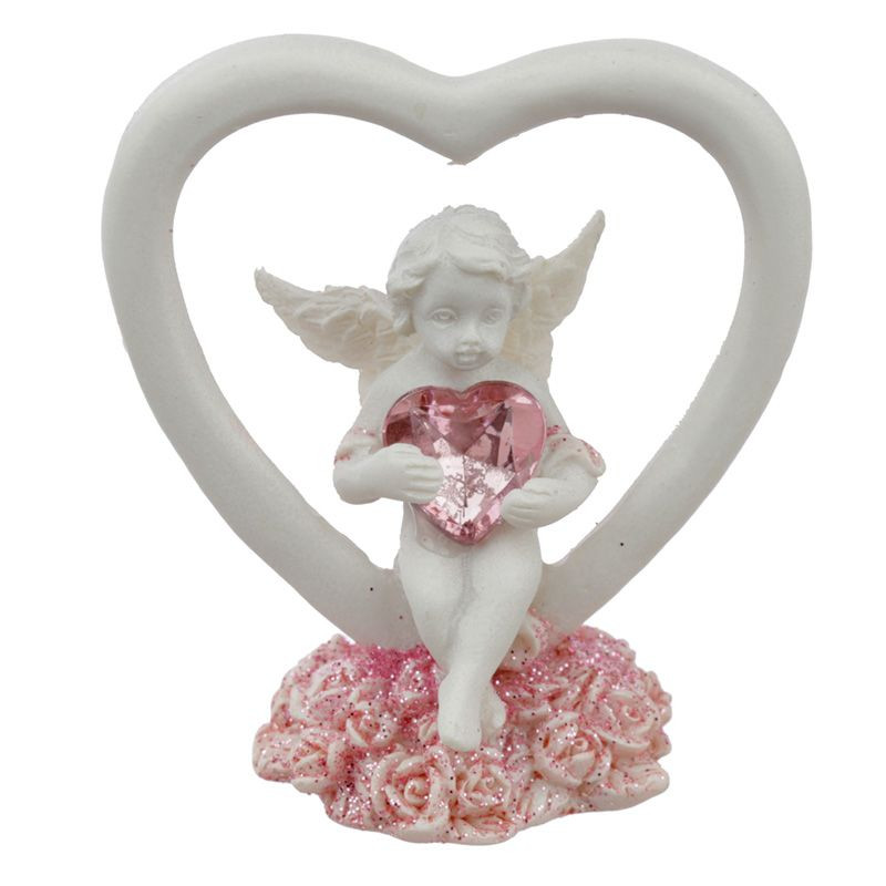 Statueta Ingeras cu Inima roz 5.5 cm