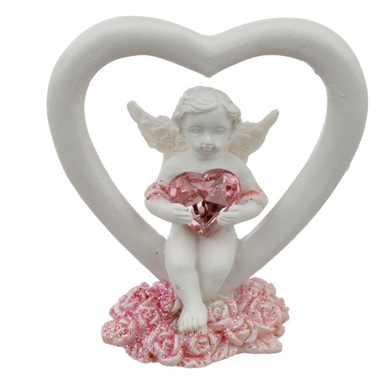 Statueta Ingeras cu Inima roz 5.5 cm