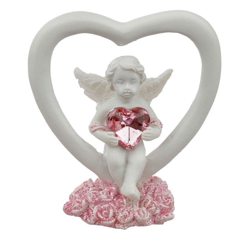 Statueta Ingeras cu Inima roz 5.5 cm
