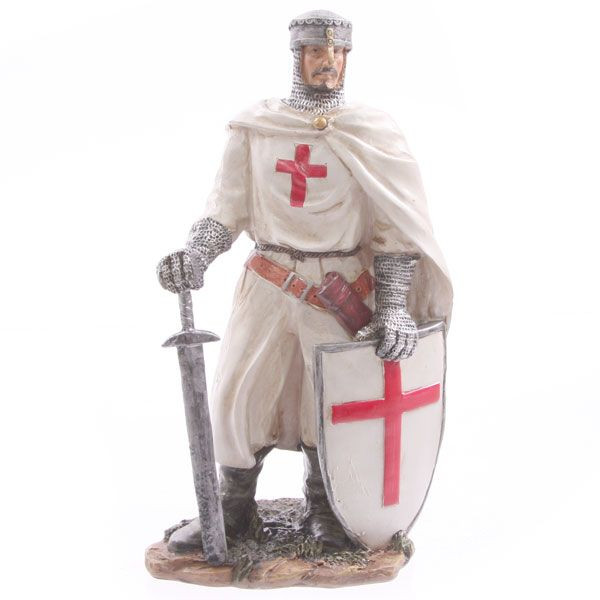 Statuetă cavaler medieval Cruciat Gata de Lupta 20 cm