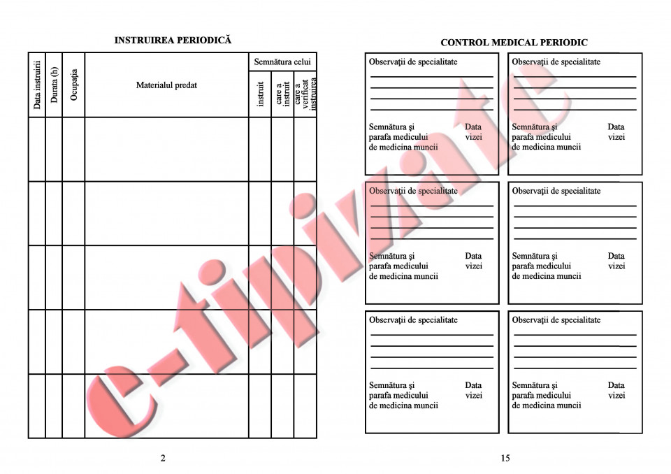 Fise SSM ( Fise de instruire individuala privind securitatea si ...