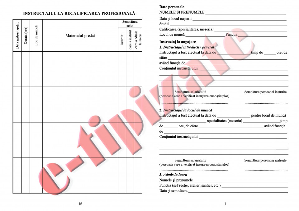 Fise SU ( Fise individuale de instructaj in domeniul situatiilor de ...