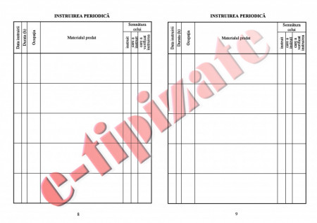 Fise SSM ( Fise de instruire individuala privind securitatea si ...