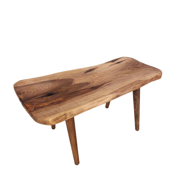 Masuta cafea lemn masiv din NUC, cu picioare lemn, model 820126