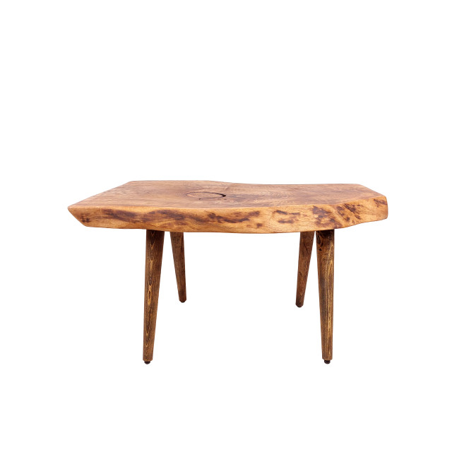 Masuta cafea lemn masiv din NUC, cu picioare lemn, model 820131