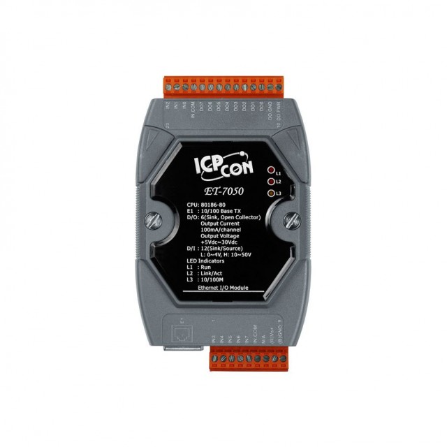 Modul Ethernet 12DI/6DO, ICPDAS ET-7050, Ethernet, Modbus TCP, interfață Web, PoE