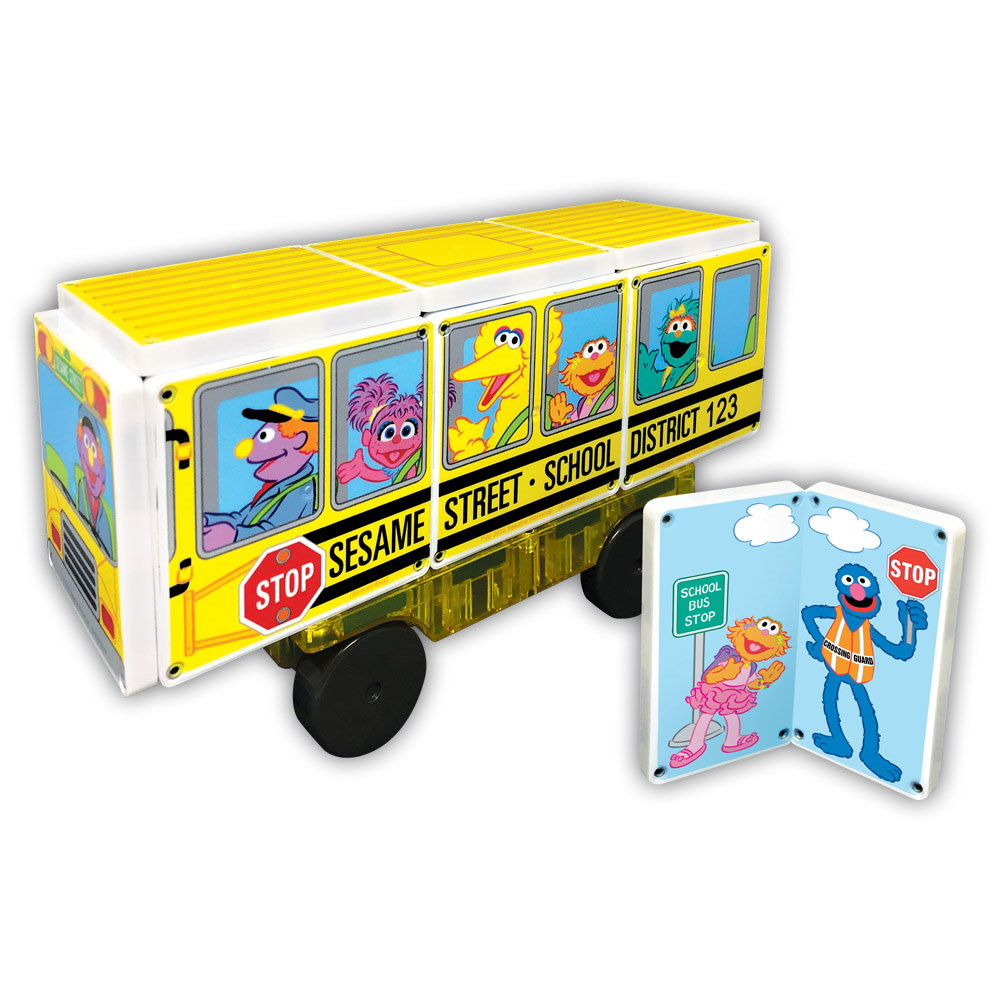 Sesame Street School Bus, set Magnetic Magna-Tiles Structures(14 piese)