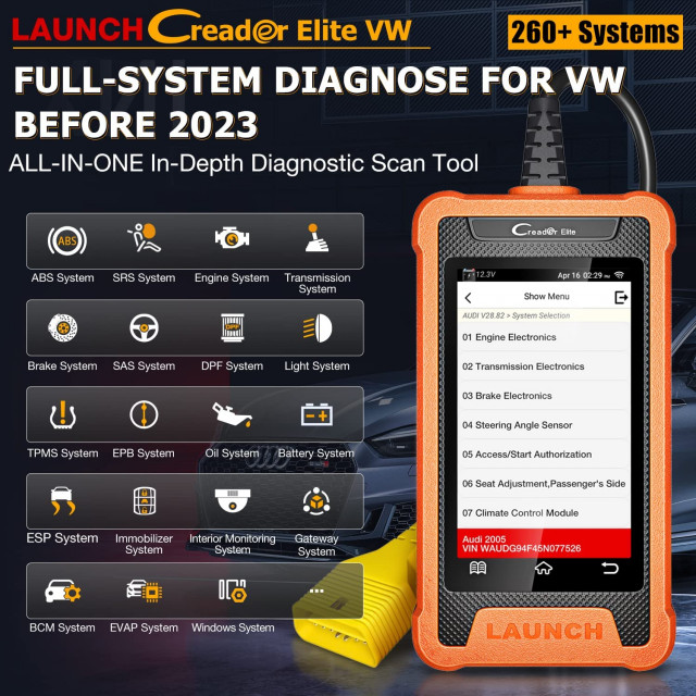 Tester auto profesional VAG, Aparat Original Launch X431 Creader Elite ...