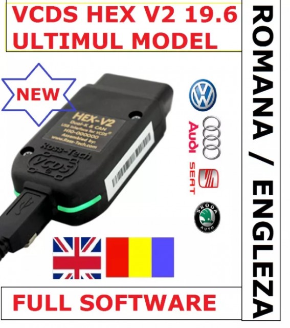 Kit Vag Com VCDS HEX Unlimited 22.3 Engleza, 21.9 in Romana Kit ...
