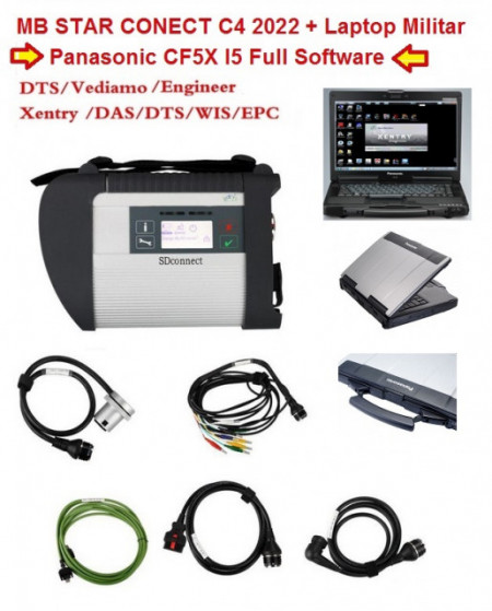 MB STAR COMPACT C4 SD Connect Pro + Laptop Militar I5 Mercedes XENTRY ...
