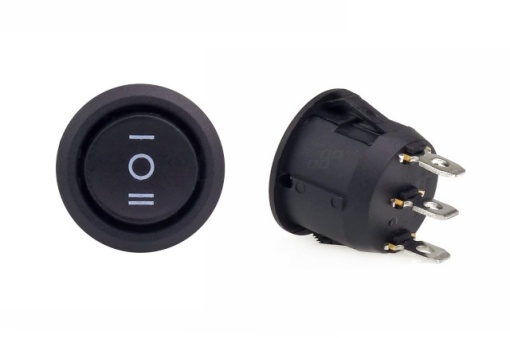 Întrerupător circular, negru, 12/230V