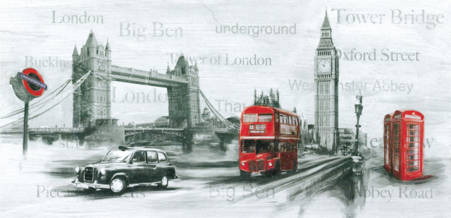 Panorama Londona, uramljena slika 50 x 100 cm