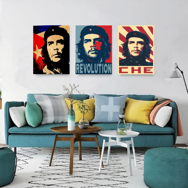 Old posters CHE Guevara , tri uramljene slike 30x40cm svaka