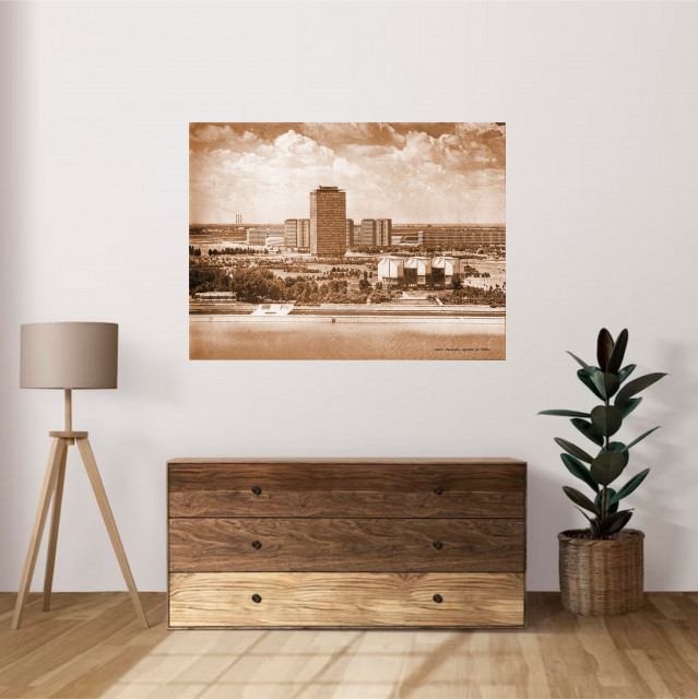 stari Beograd, zgrada CK 1968, uramljena slika 30x40cm i 40x50cm