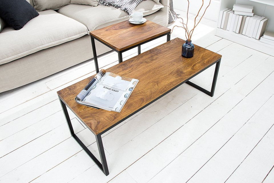 Set van 2 design salontafels ELEMENTS 100 cm metalen frame met ...