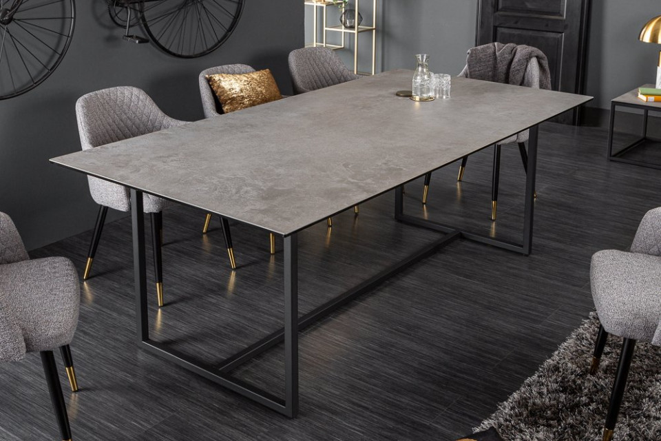 Moderne eettafel SYMBIOSE 200cm keramiek in betonlook 200cm