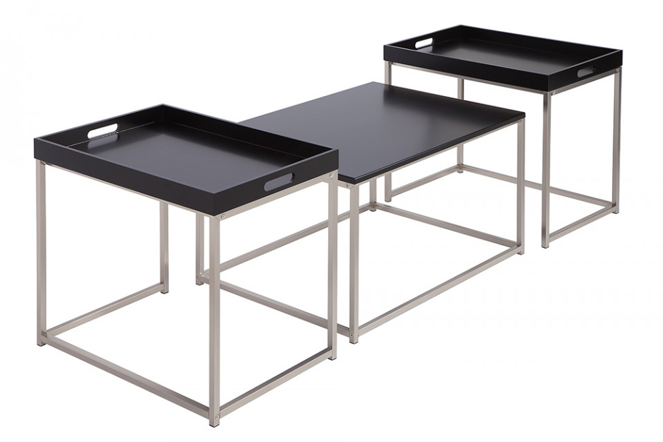 Moderne design salontafel set van 3 ELEMENTS 75 cm zwart stalen ...