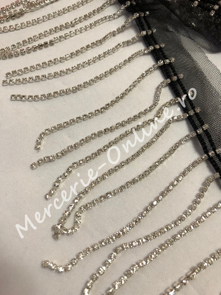 Franjuri strasuri pe tull, lungime cca 9.5cm (la metru) Cod:1160