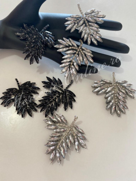 Aplicatie Termoadeziva cu Cristale Frunza, Crystal, 5.5x6cm (la bucata ...