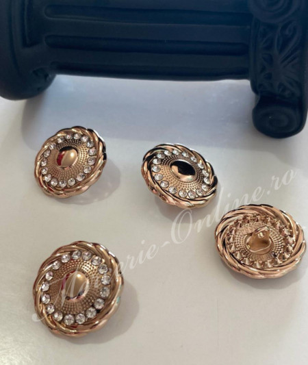 Nasturi Metalici cu Strasuri, 23mm, (5bucati/set) Cod:2586