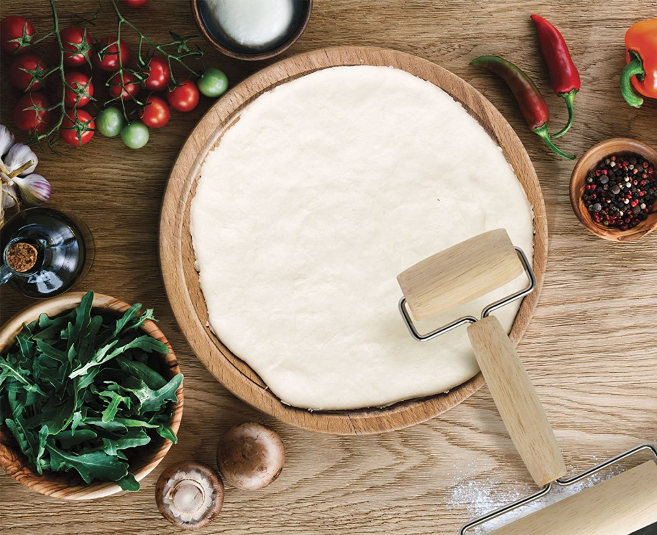 Sucitor pentru intins aluat, awwaline, tip rola, 2 capete din lemn