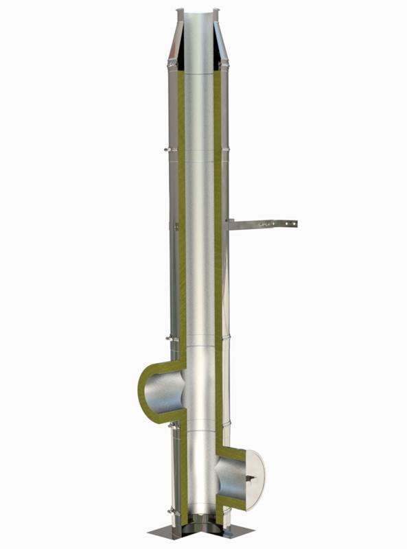 Sistem cos fum inox izolat, diam int 160 mm , ext 260 mm, H=5M - 2T