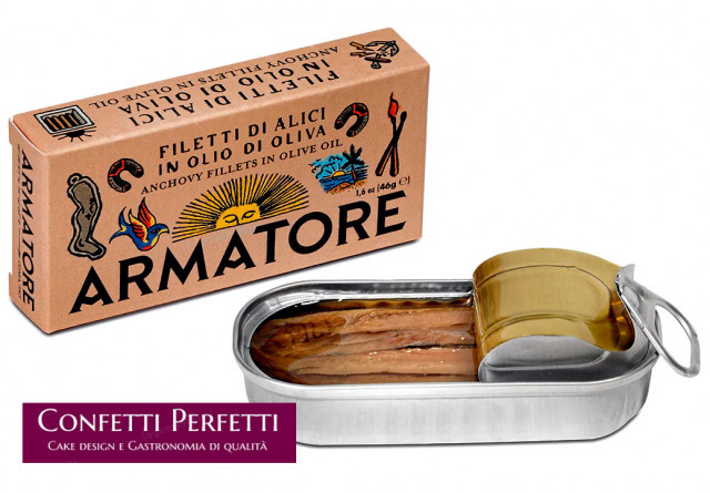 Filetti di Alici in Olio. Pack Tatoo. Armatore