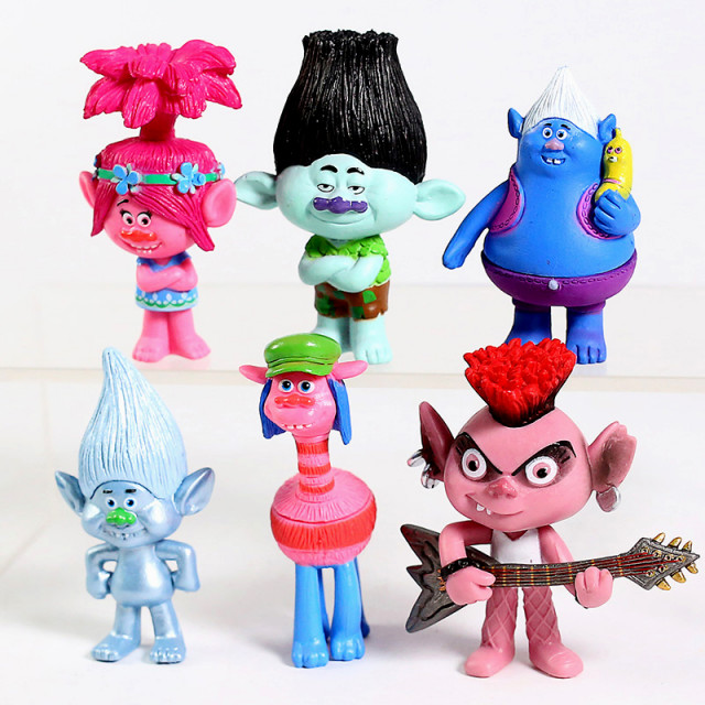 Trolls. Set di 6 figure in PVC