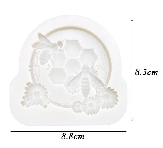 2 Api con Alveare e Fiori. Stampo in silicone.Honeycomb Bee Daisy Mold