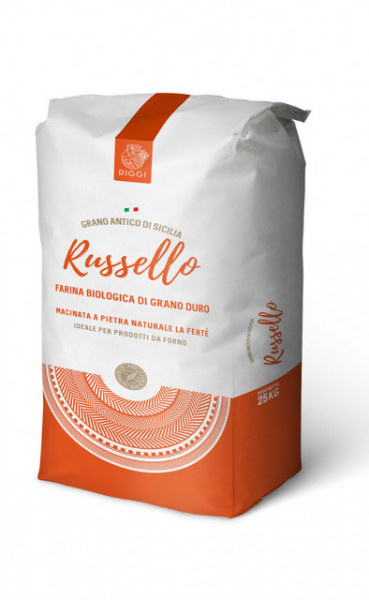 Russello. Farina di grano Antico duro Biologica macinata a Pietra