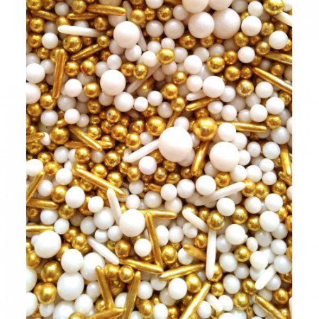 Sprinkle Glitter di Zucchero.Gold and White. 100 gr.