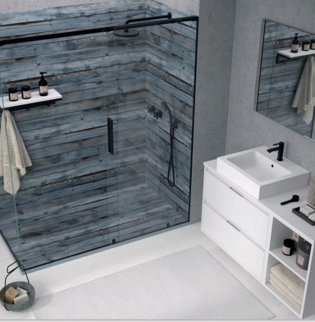 PIATTO DOCCIA IN GEL COAT "STONE 3D" EFFETTO Legno Blu rustico