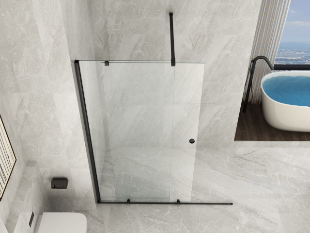 Porta doccia walk in con Sistema di porte Scorrevoli PROFILO NERO