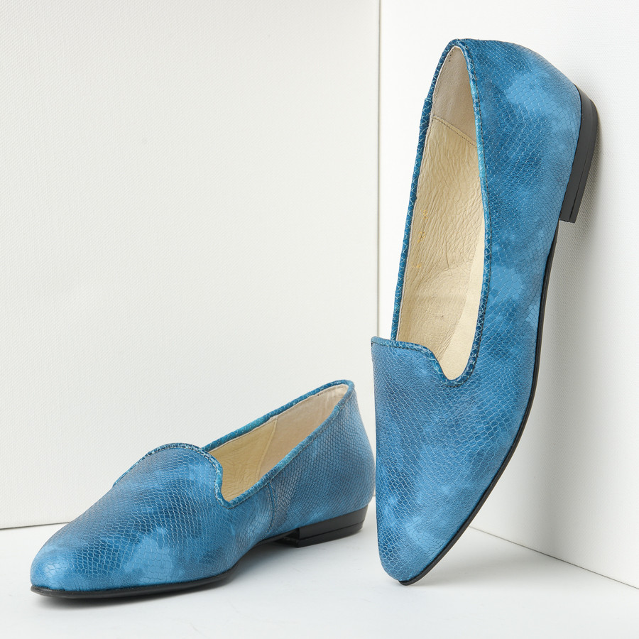 Kožne ženske ravne cipele B18/23 plave