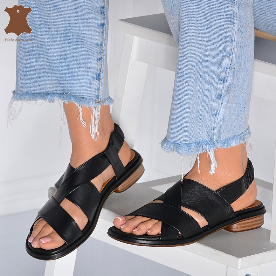Sandale Dama Piele Naturala Giana Negre- Need 4 Shoes