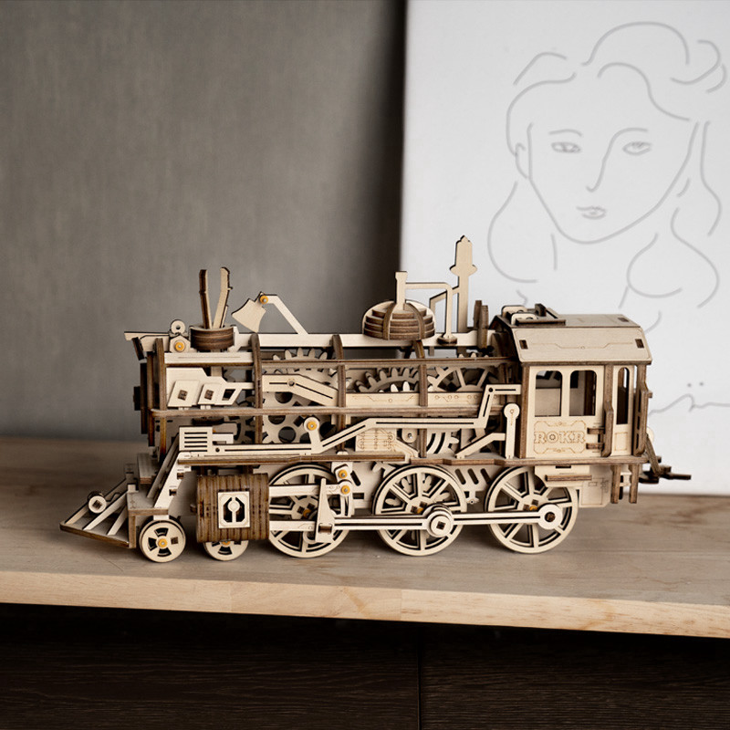 Puzzle 3D din lemn Locomotiva