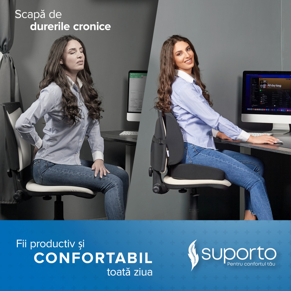 Perna ortopedica lombara Lata Suporto® pentru Scaun de Birou sau Masina