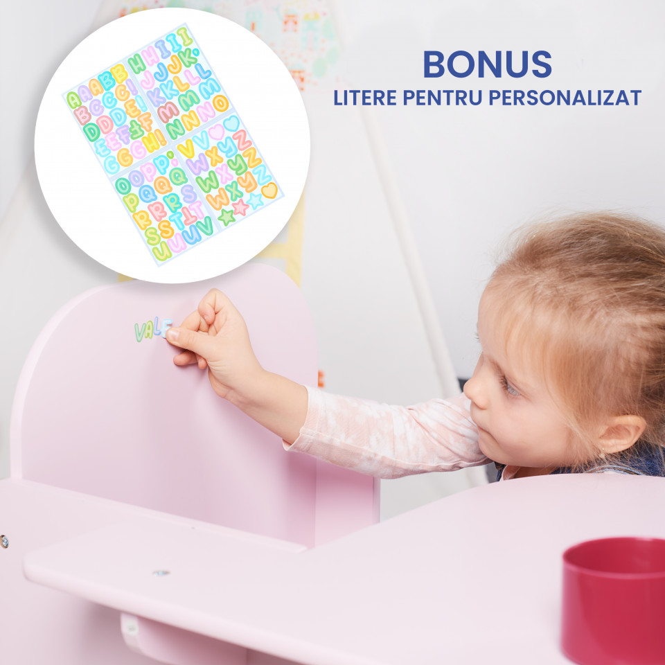 Set masuta cu scaun pentru copii 3 in 1 din lemn mdf, varsta 3-6 ani ...