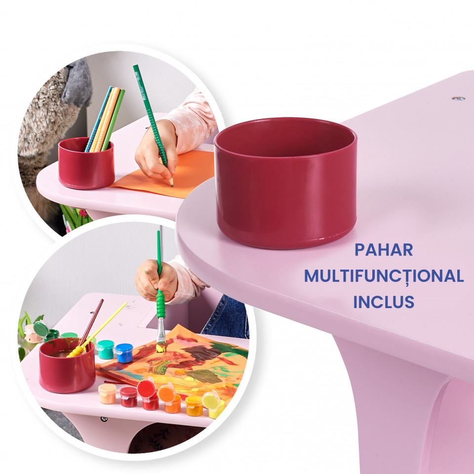 Set masuta cu scaun pentru copii 3 in 1 din lemn mdf, varsta 3-6 ani ...