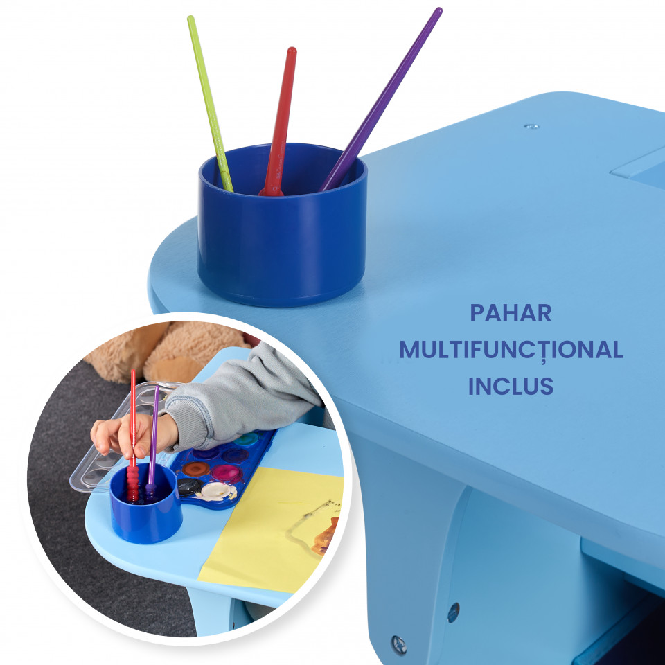 Set masuta cu scaun pentru copii 3 in 1 din lemn mdf, Varsta 3-6 ani ...