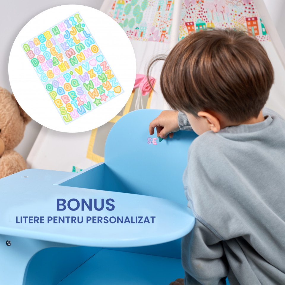 Set masuta cu scaun pentru copii 3 in 1 din lemn mdf, Varsta 3-6 ani ...