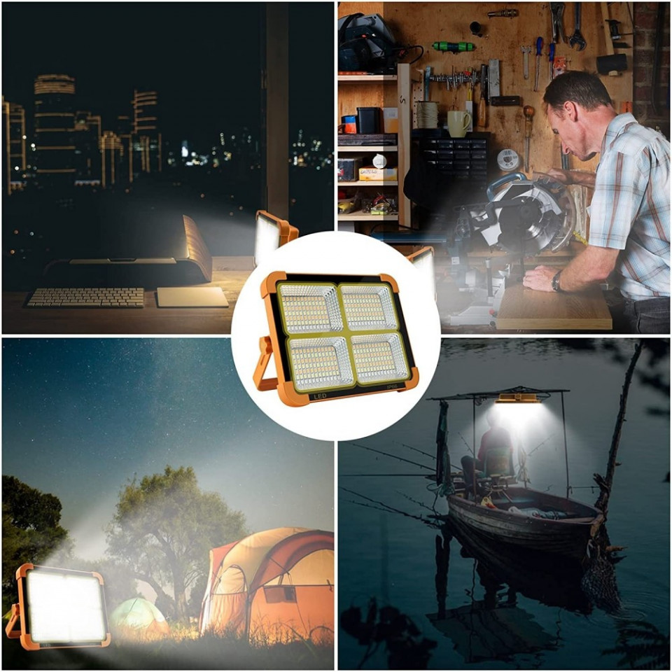 PROIECTOR LED 500W INCARCARE CU PANOU SOLAR 3 MODURI LUMINA, FUNCTIE ...