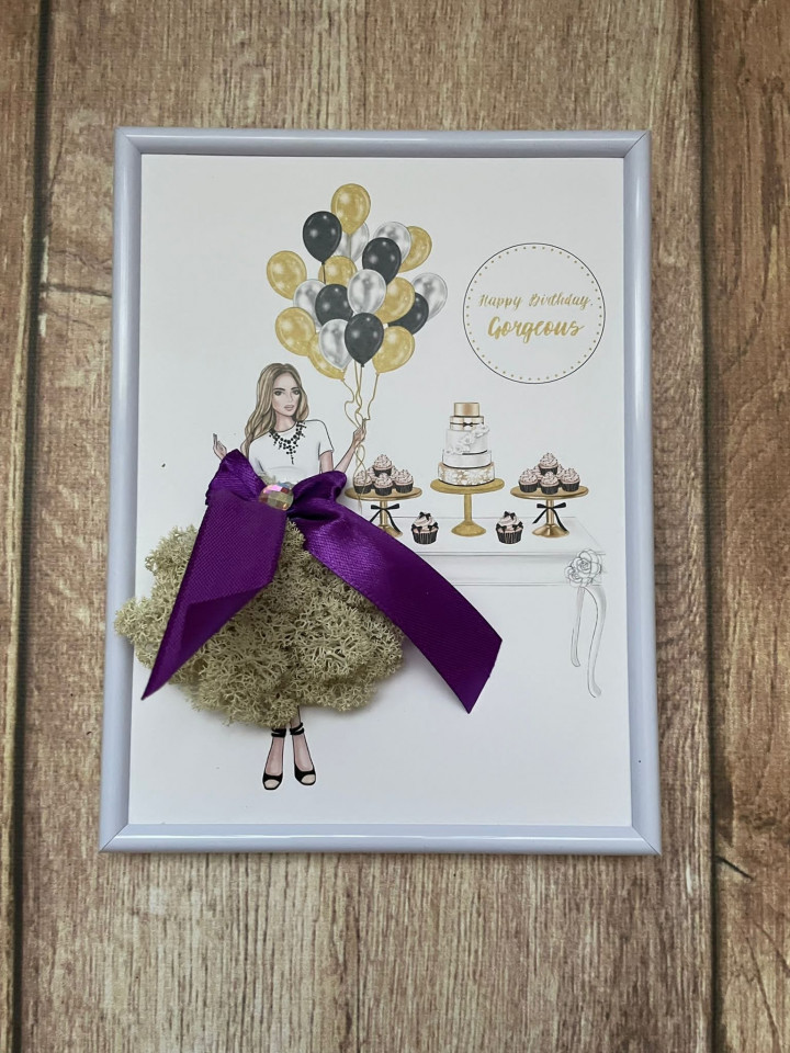 Tablou cu licheni - Happy Birthday Gorgeous