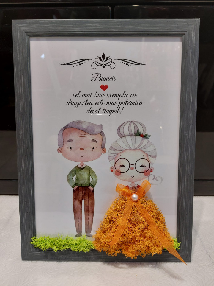 Tablou cu licheni - O adevarata gradina a iubirii creste in inima bunicilor