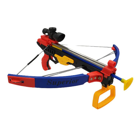 Arbaleta de jucarie, cu 3 sageti cu ventuze si indicator laser - eMAG.ro