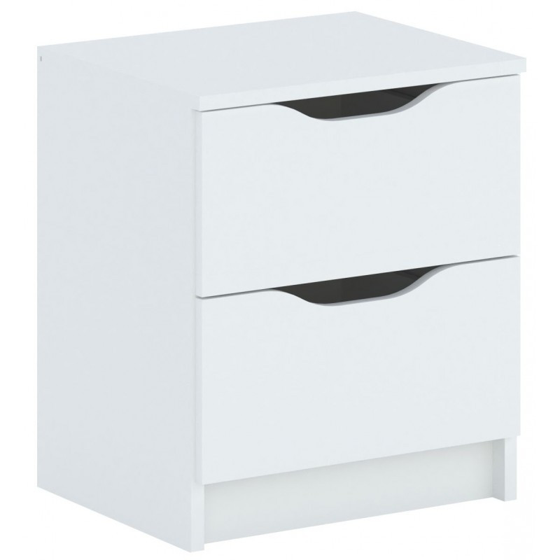 NOA507 - Set noptiere albe 40 cm, cu 2 sertare, dormitor - Alb