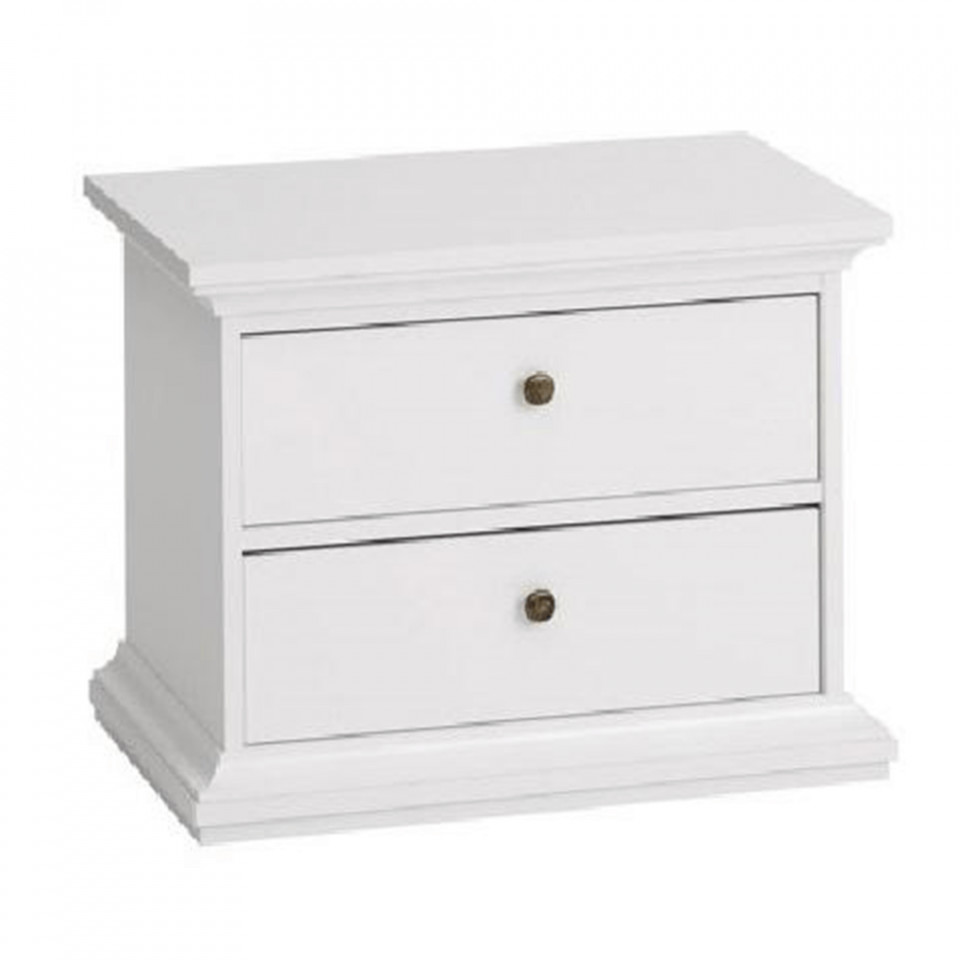 NOA601 - Set 2 Noptiere albe cu 2 sertare pentru dormitor