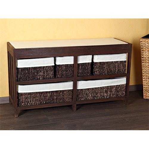 BAM3 - Bancheta, bancuta, hol, baie, banca lemn vopsit 5 cosuri rachita ...