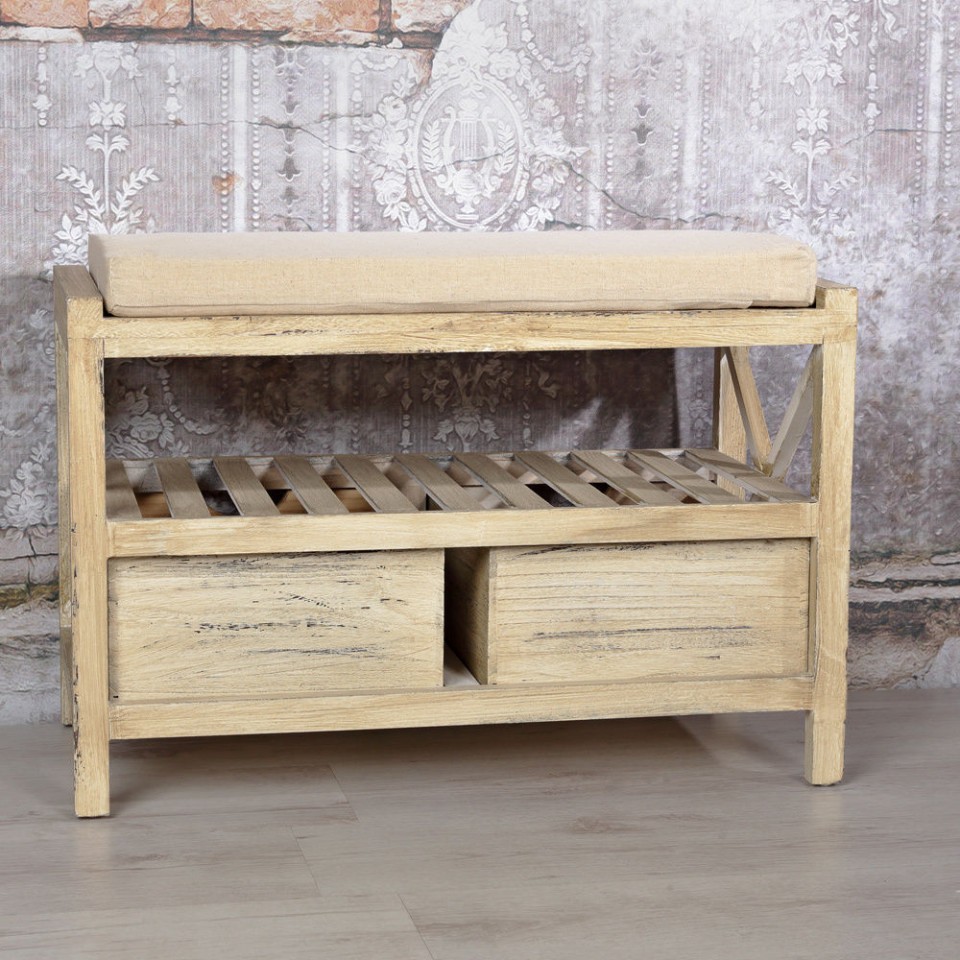 BAM6 - Bancheta, bancuta, hol, dormitor banca lemn vopsit 2 sertare - Maro